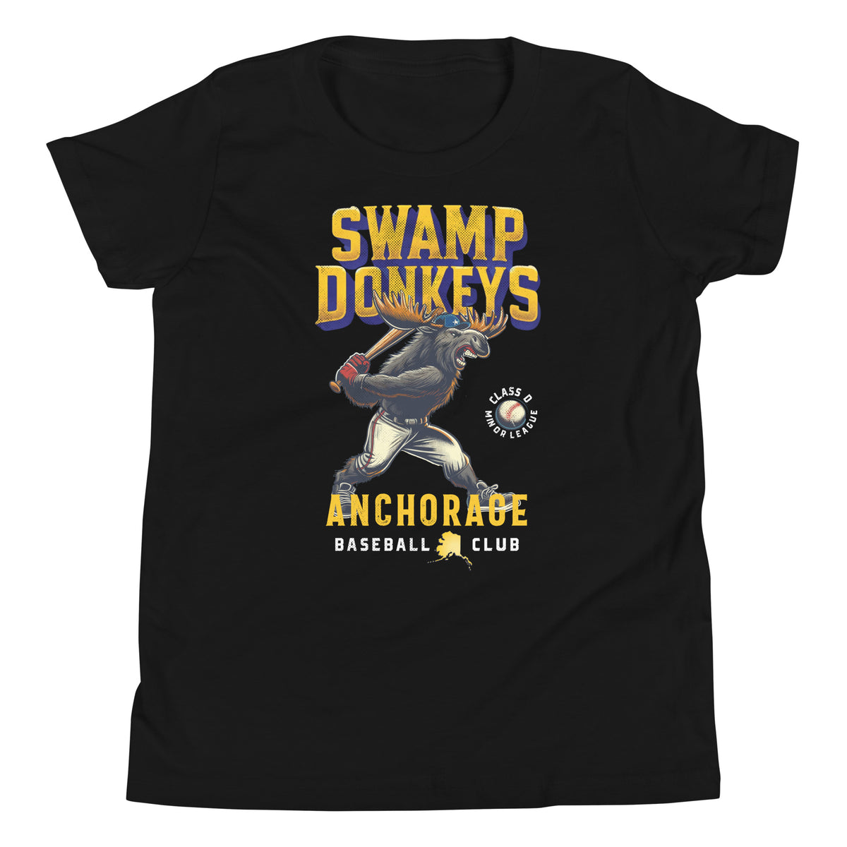 Anchorage Swamp Donkeys Youth Tee | Moose Mascot Baseball Shirt ...