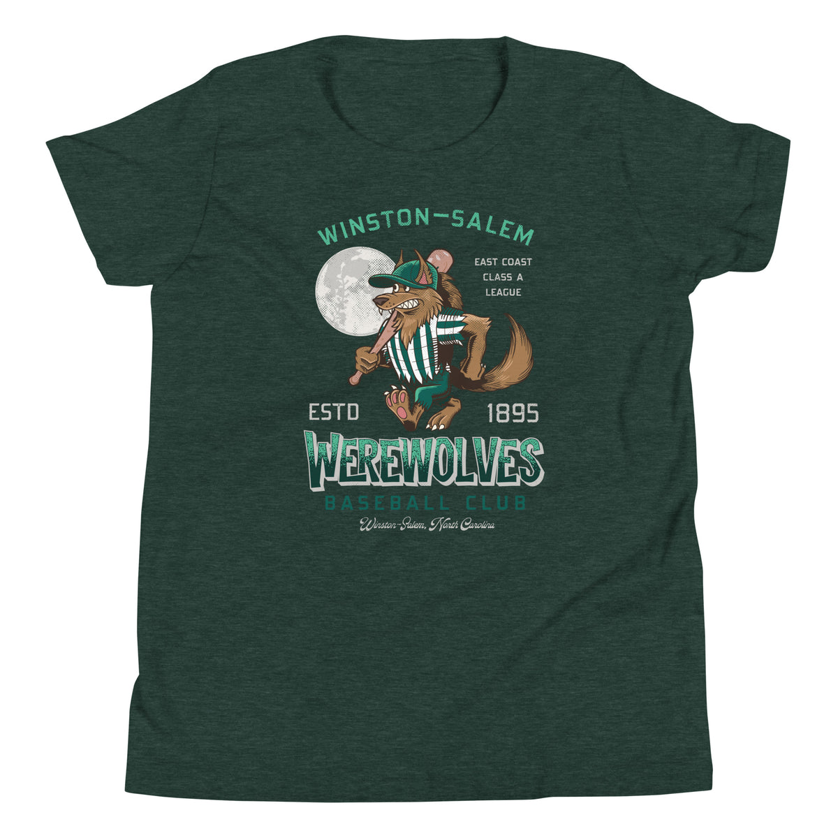 Winston-Salem Werewolves Youth T-Shirt – Spooky Baseball Mascot Tee ...